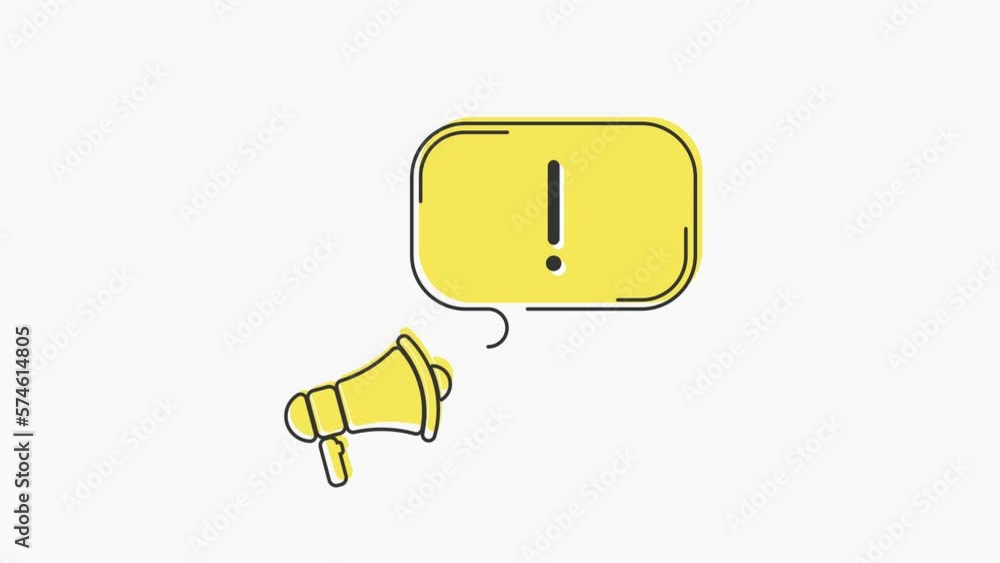 Exclamation mark! Announcement Message With Megaphone and yellow Speech ...