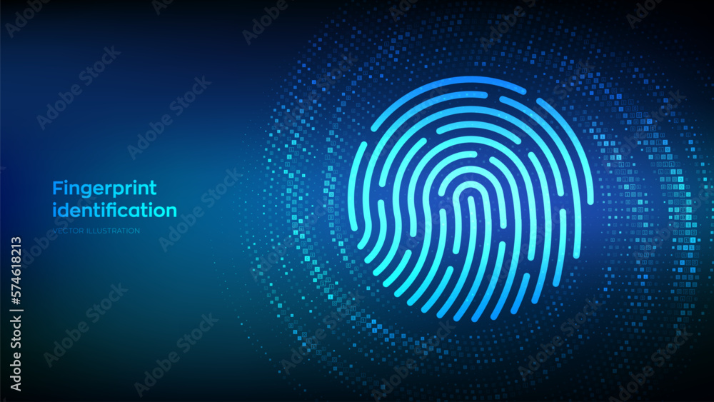 Fingerprint. Biometrics identification and approval. Password control ...