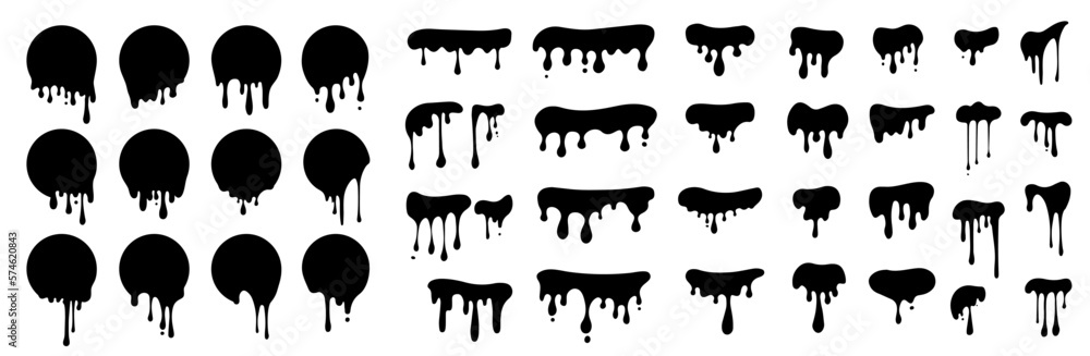 Black dripping ink. Isolated spots of paint. Paint dripping. Dripping ...