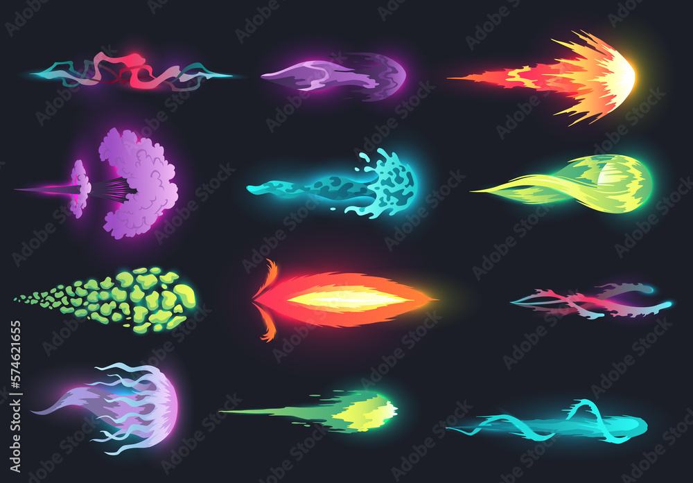 Cartoon laser gun beam. Alien combat weapon rays. Futuristic shot ...