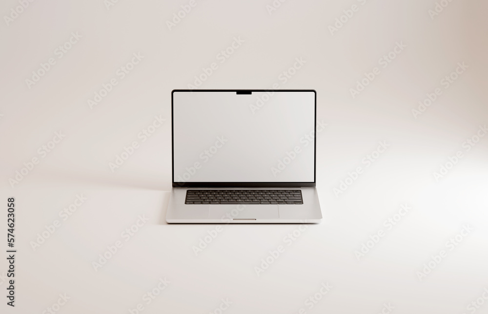 Macbook pro style mockup laptop on blank white studio background ...