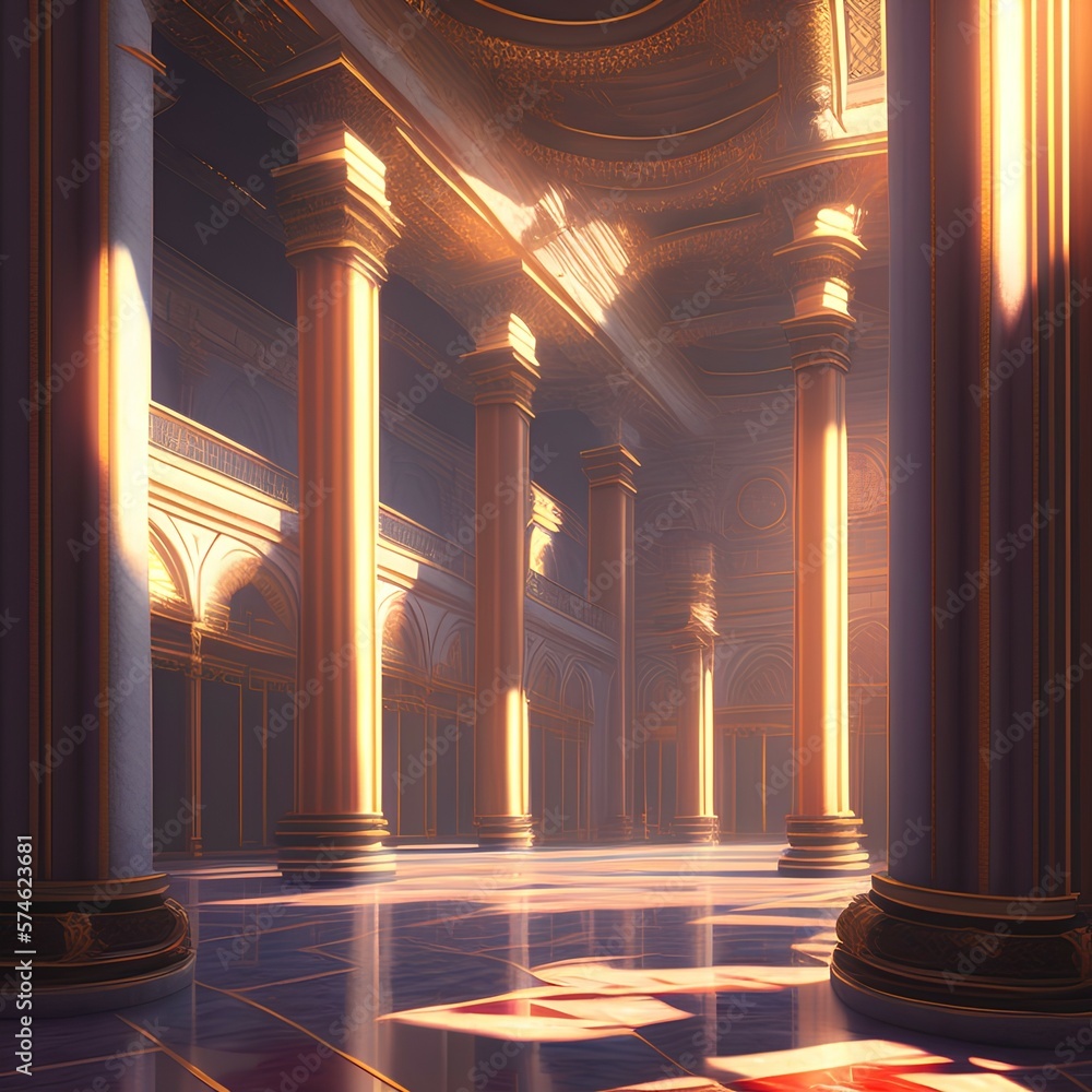 the interior of the majestic palace hall. fantastic background. concept ...