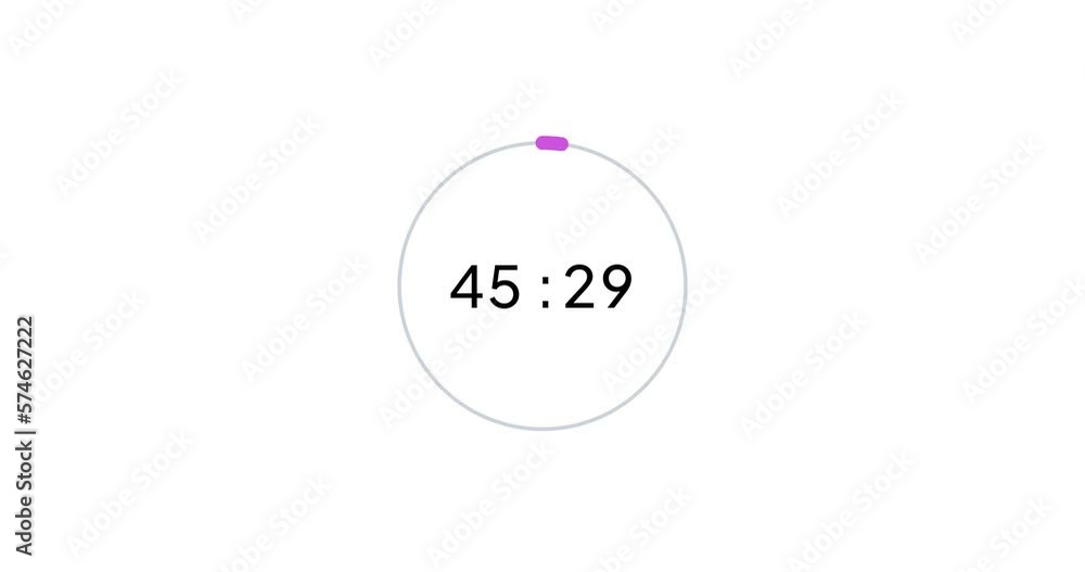 51 Seconds Digital Timer Countdown Animation Is Isolated On White