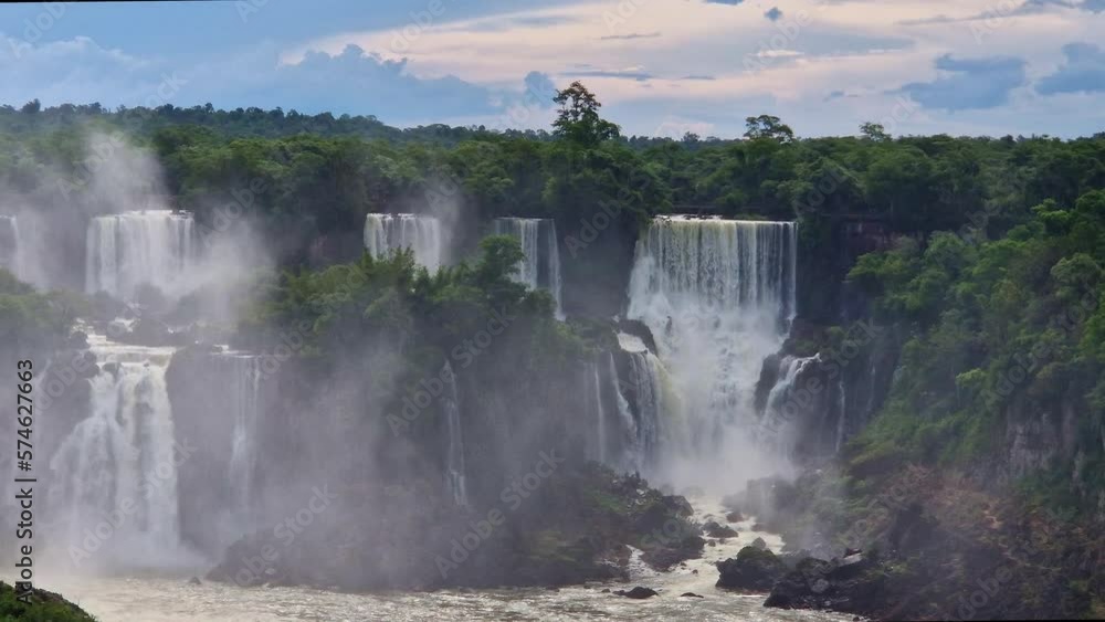 Iguazu Falls, the largest series of waterfalls of the world, located at ...