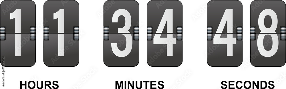 Clock countdown display. Black and white date counter flip display ...