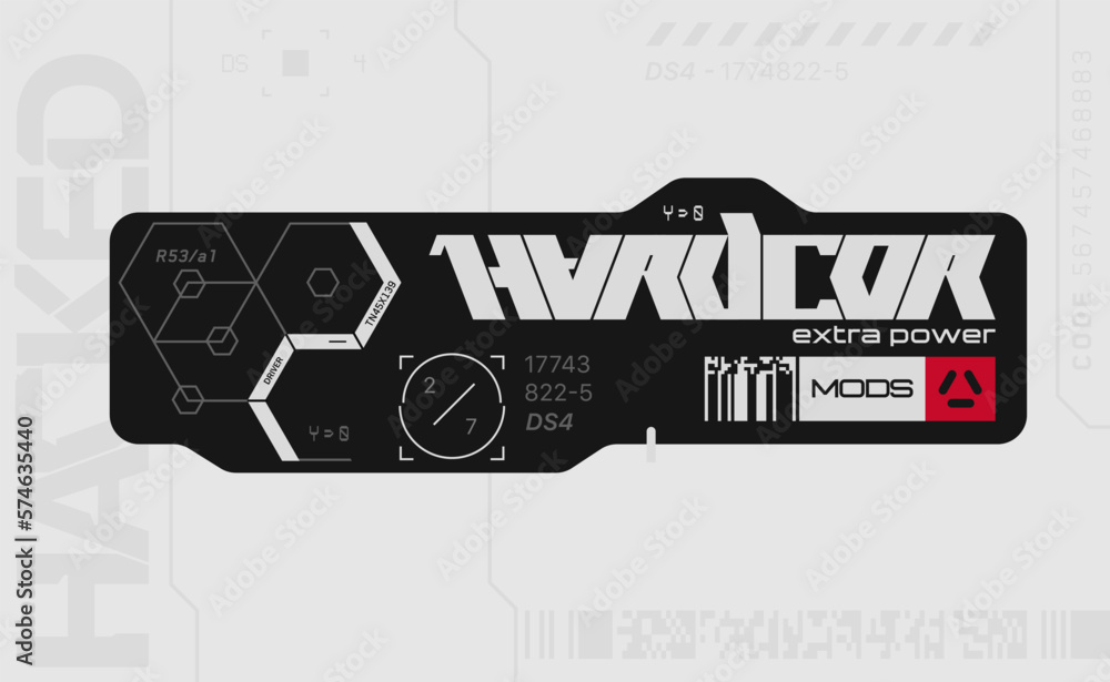 Cyberpunk decal. Vector sticker, label in futuristic style. Sci fi ...