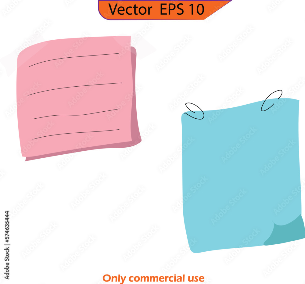 Note paper with pin, binder clip, push pin, adhesive tape and tack ...