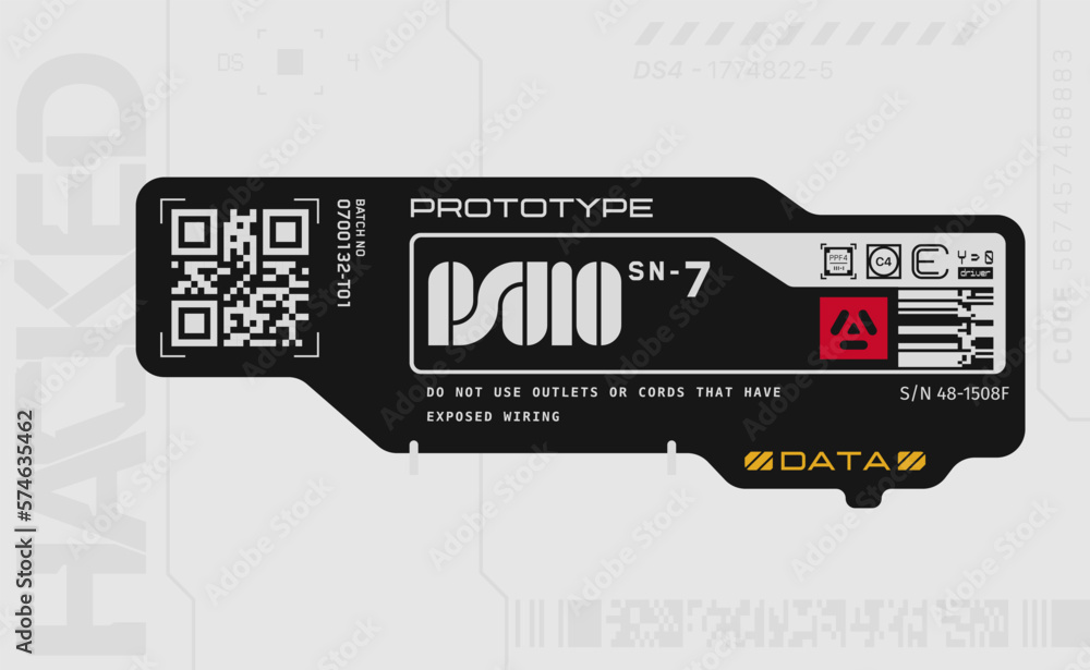 Cyberpunk decal. Vector sticker, label in futuristic style. Sci fi ...