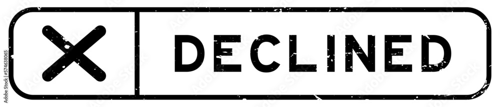 Grunge black declined word with wrong check mark icon square rubber ...