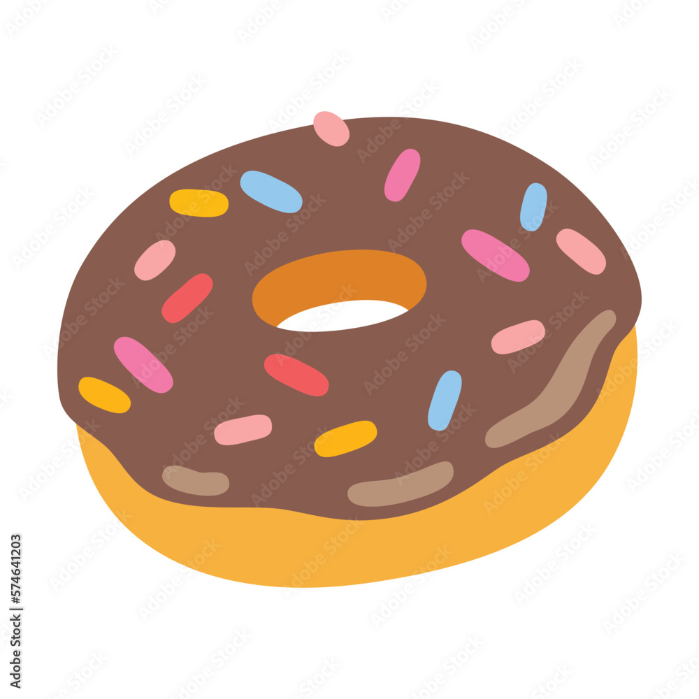 Donut vector flat emoji icon design. Isolated chocolate-glazed doughnut ...
