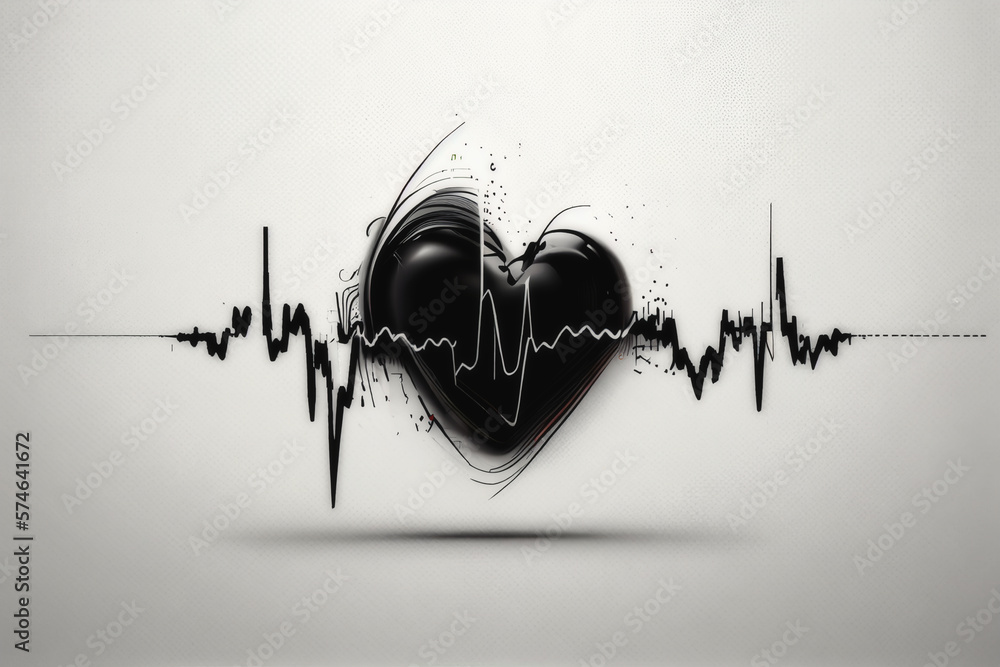 Heart rhythm set, Electrocardiogram, ECG - EKG signal, Heart Beat pulse ...
