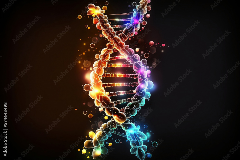 Human DNA at the black background. DNA abstract. Generative AI. Stock ...