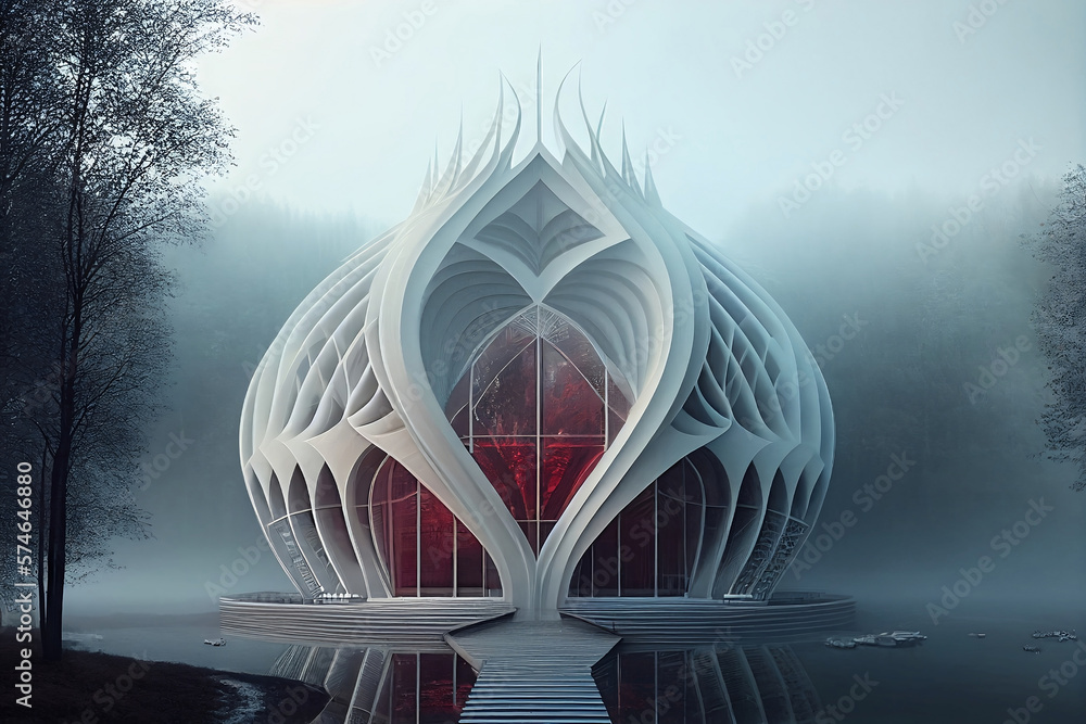 Stunning futuristic heart core temple inspired by hearts and roses ...