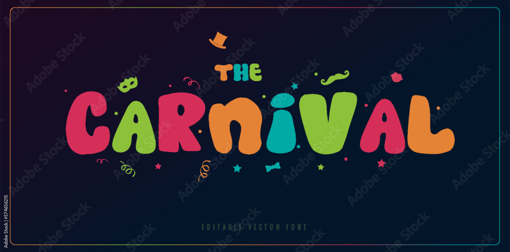 Vecteur Stock Editable Carnival colorful alphabet, playful letters ...