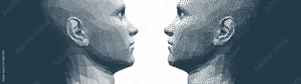 Two opponents facing each other. People talk face to face. Illustration ...