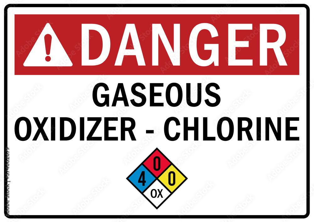 Photo & Art Print Chlorine gas hazard sign and labels gas oxidizer ...
