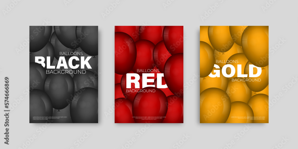 Balloons background black, red and gold posters. Balloon party ...