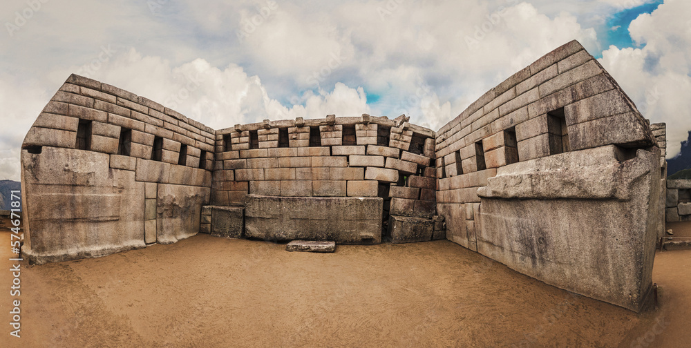 Main temple of Machu Picchu. Ancestral architecture of the Inca ...