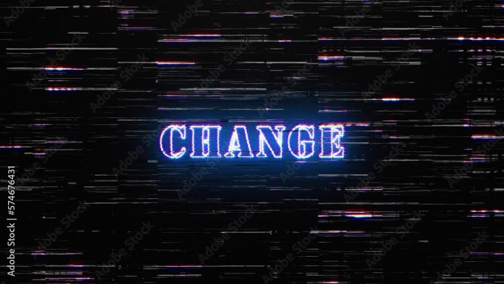 Animation text of Change glitch blue neon text effect with silver flash ...