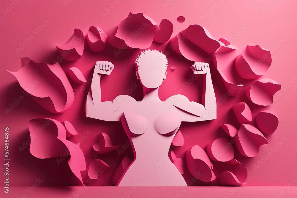 Illustration of a strong and independent woman with her fist up, a ...