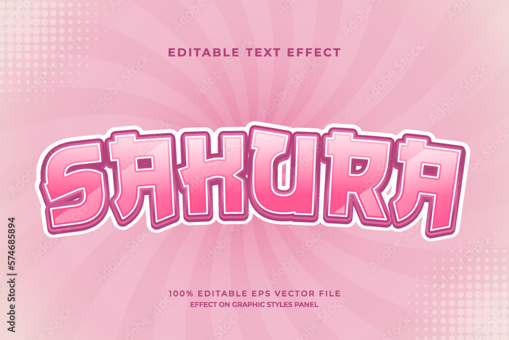 decorative editable sakura text effect vector design Stock Vector ...