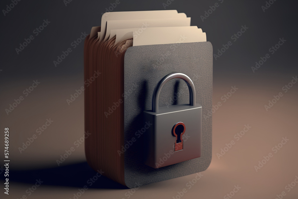 paper documents icon with padlock document management modern private file safe confidential ...