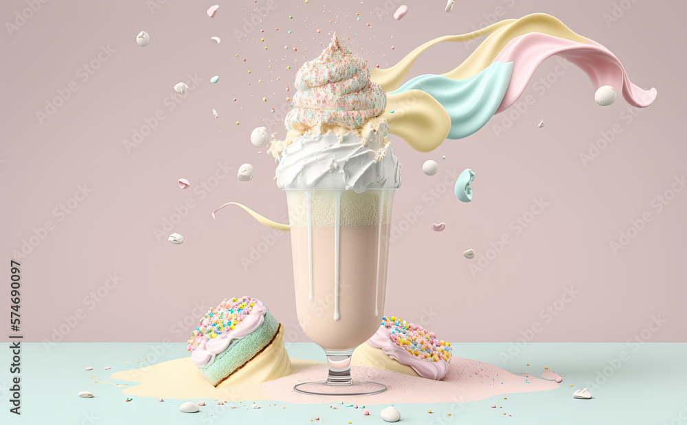 Milkshake - realistic illustration created with Generative AI ...