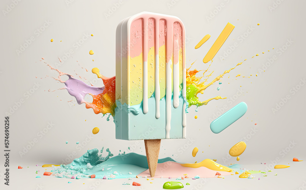 Popsicle illustration created with Generative AI technology Stock ...