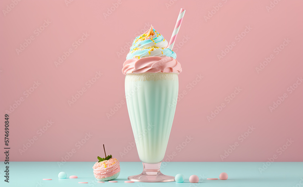 Milkshake - realistic illustration created with Generative AI ...