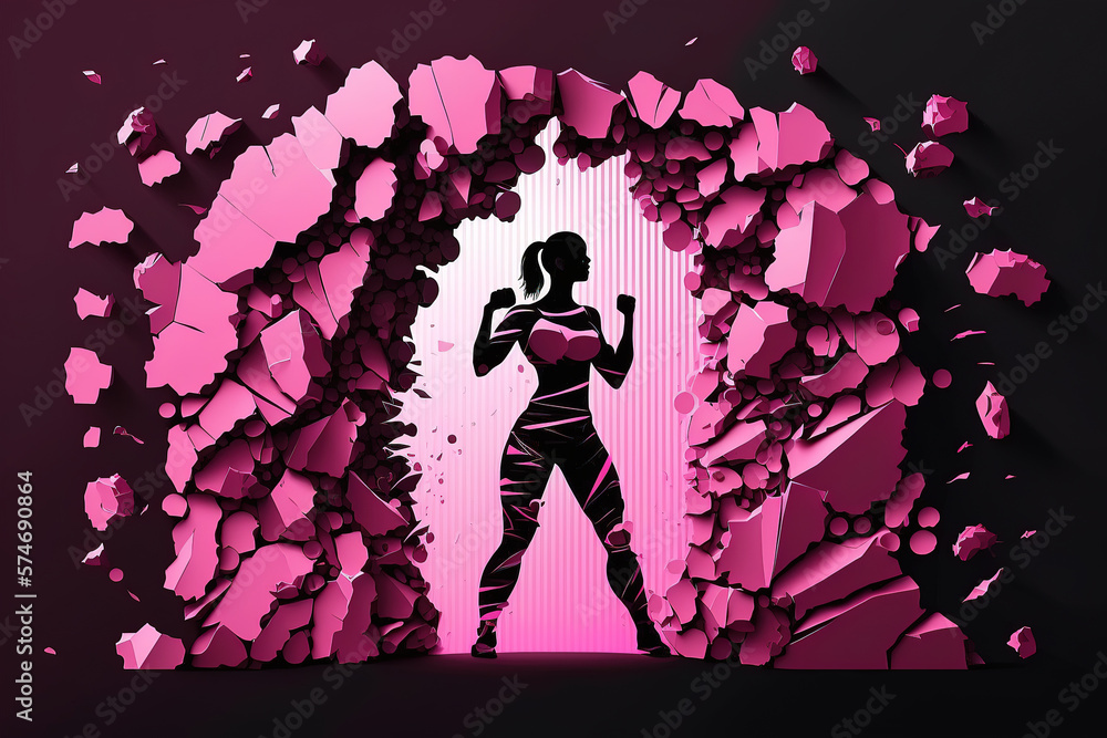 Illustration of a strong and independent woman with her fist up, a ...