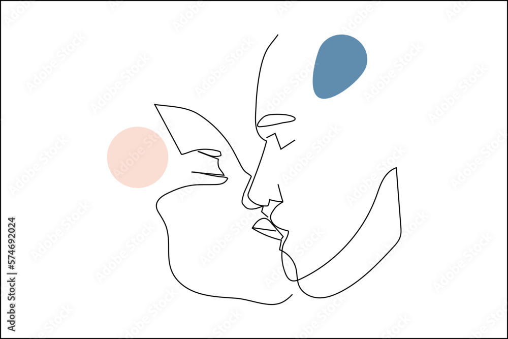 Couple One Line Drawing Design Vector Isolated Cover Poster Design