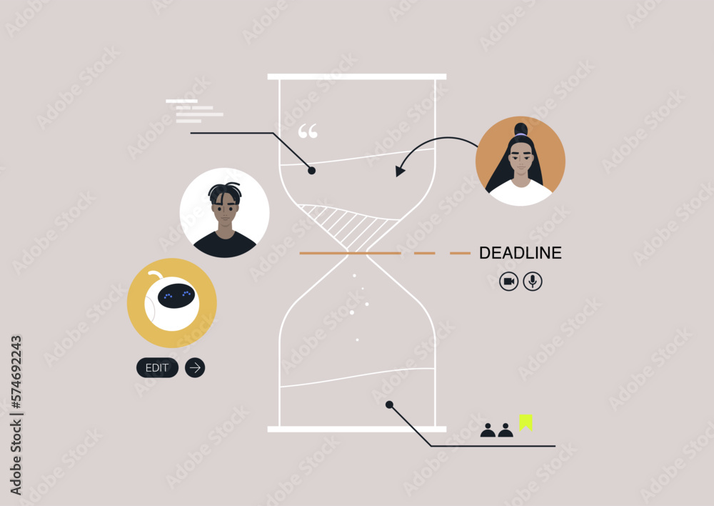 A time management scheme, a sand clock outline showing cycles and ...