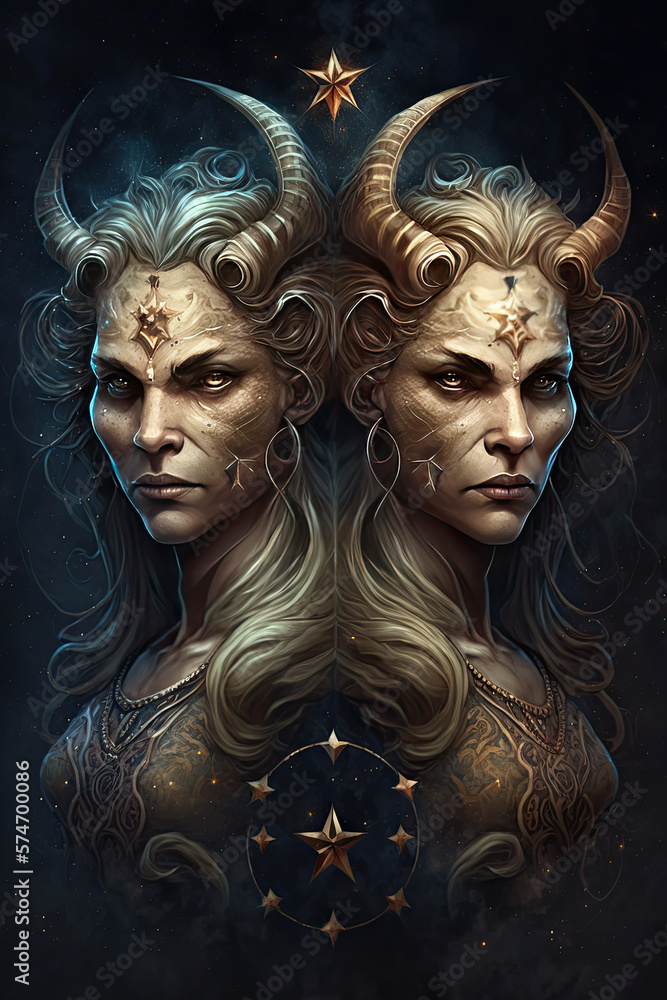 Gemini Greek/Roman Sculpted Design. Non-existent person in generative ...