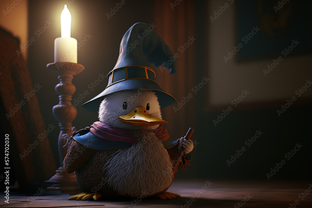 Cartoon duck with a wizard hat. Generative AI Stock Illustration ...