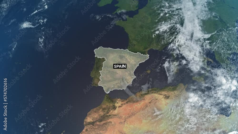 Vidéo Stock Spain map, zooming in from the space through a 4K photo ...