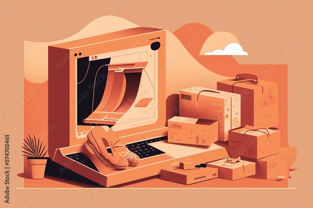 Online Business abstract illustration. 3D render. Web application ...