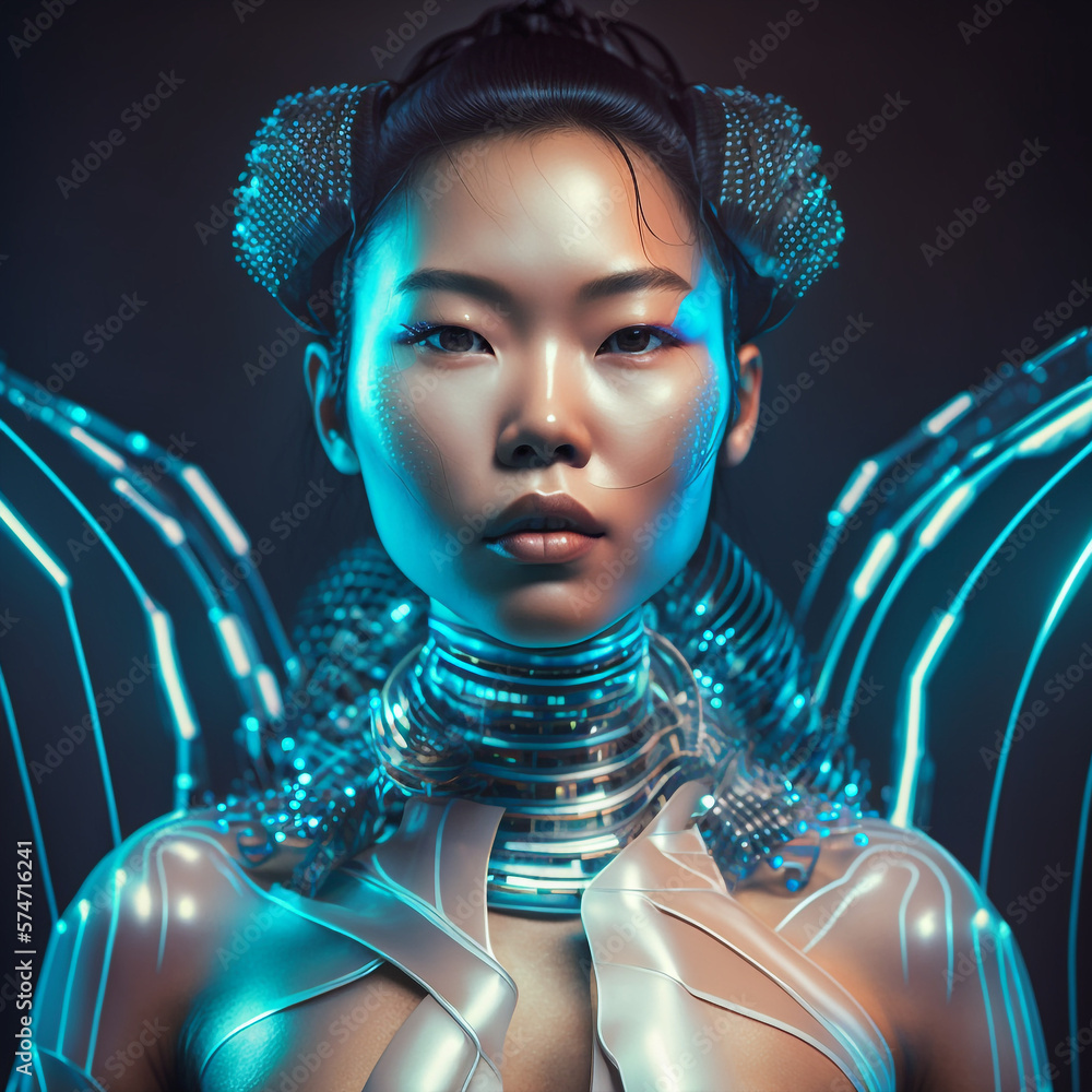 Generative Ai Illustration Sci Fi Futuristic Humanoid Robot Stock Illustration Adobe Stock