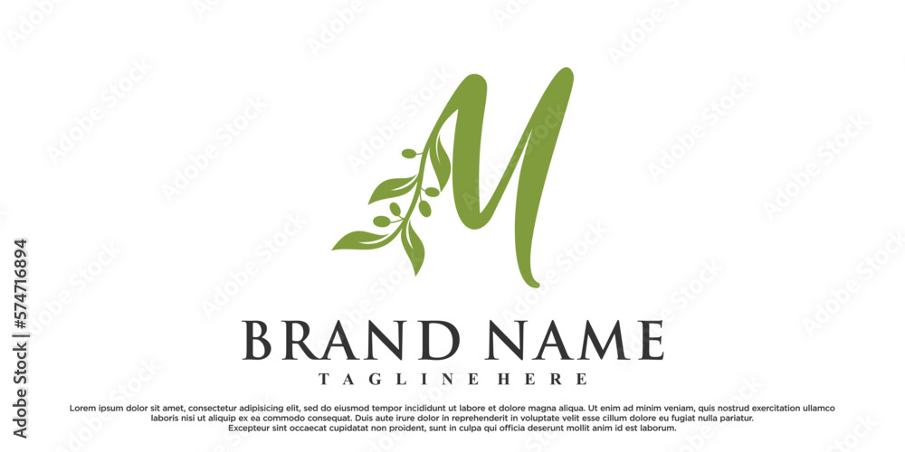 M latter logo design with nature beauty Premium Vector Stock Vector ...