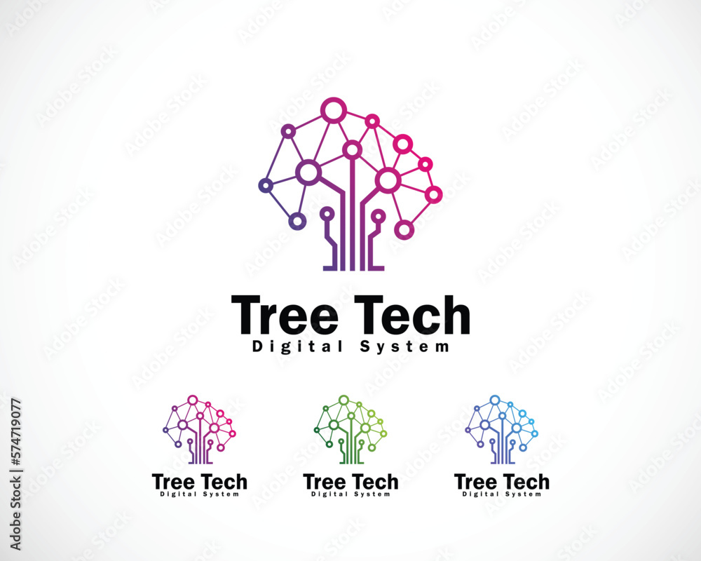 tree tech logo creative network brain smart innovation icon design ...