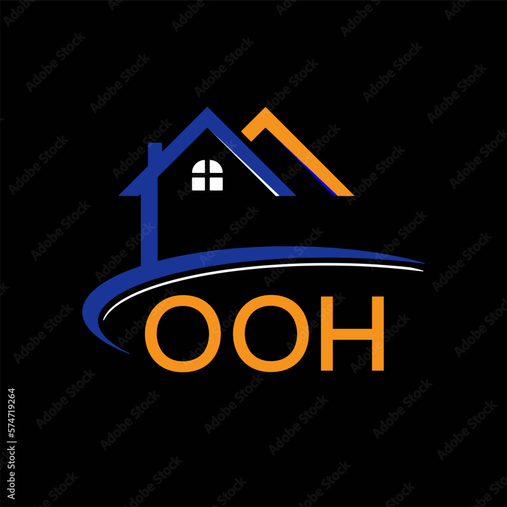 Vetor de OOH house logo, letter logo. OOH blue image on black ...