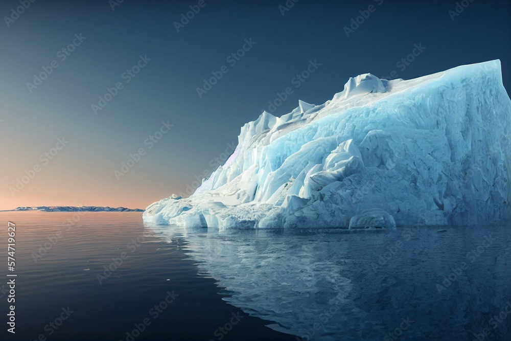 Concept of Melting Glaciers and Time. An iceberg in a glass clock is ...