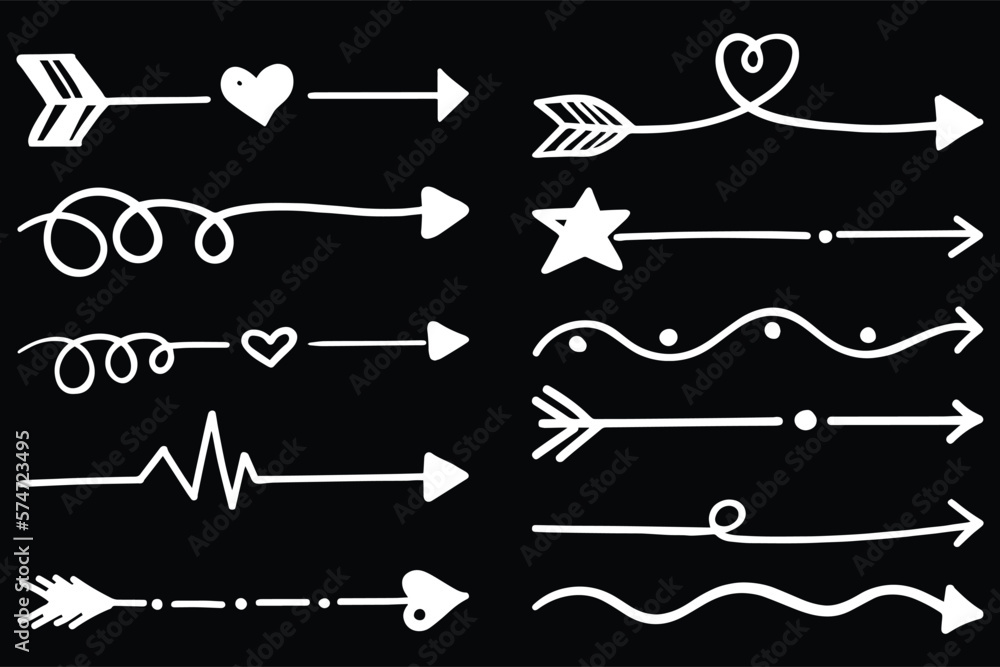 arrow, element, old, collection, traditional, vintage, style, line ...