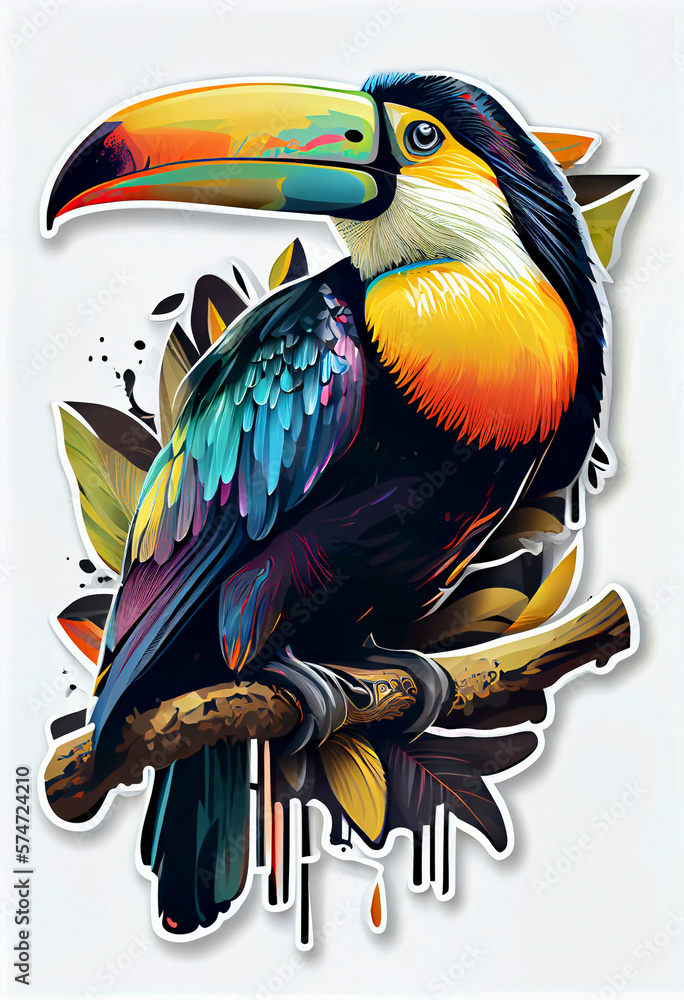 Generative AI render of a toucan Stock Illustration | Adobe Stock