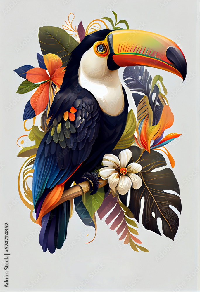 Generative AI render of a toucan Stock Illustration | Adobe Stock