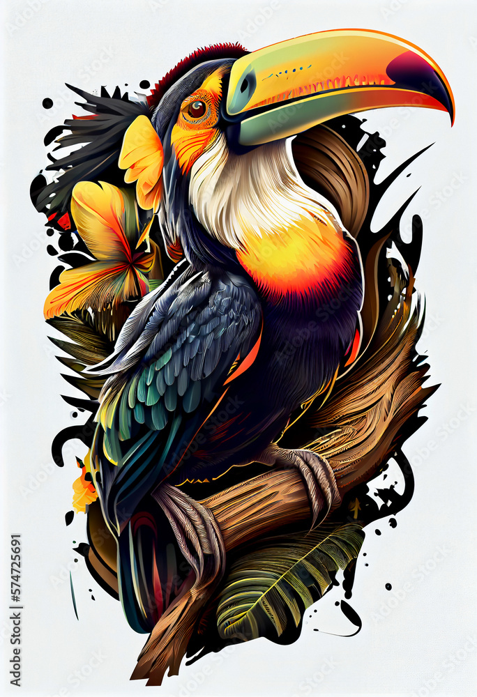 Generative AI render of a toucan Stock Illustration | Adobe Stock