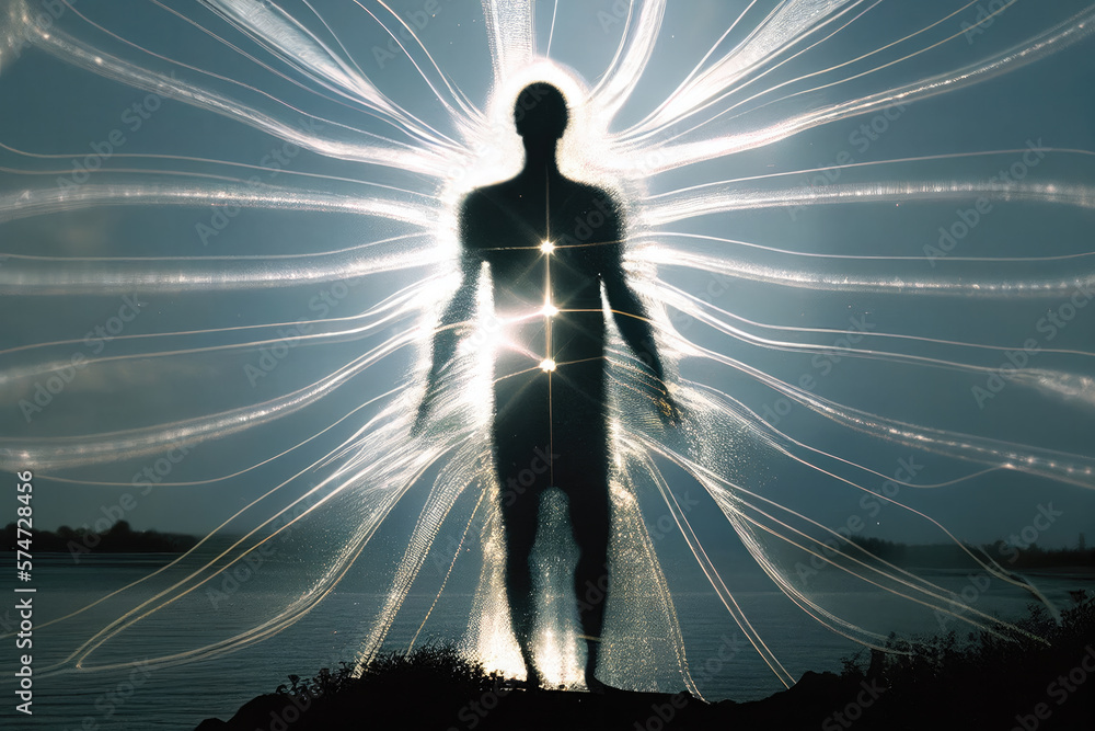 Silhouette of human astral human body concept image for near death ...