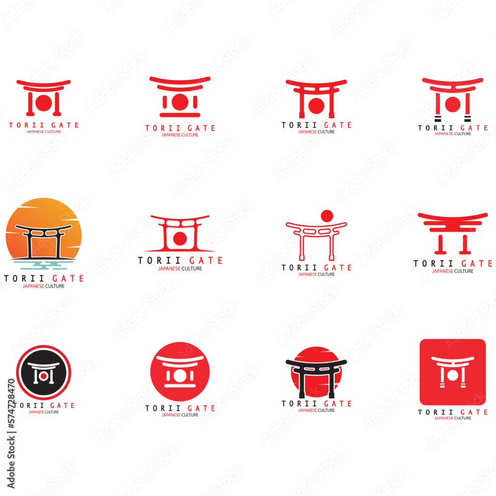 torii gate japanese traditional culture simple logo illustration icon ...