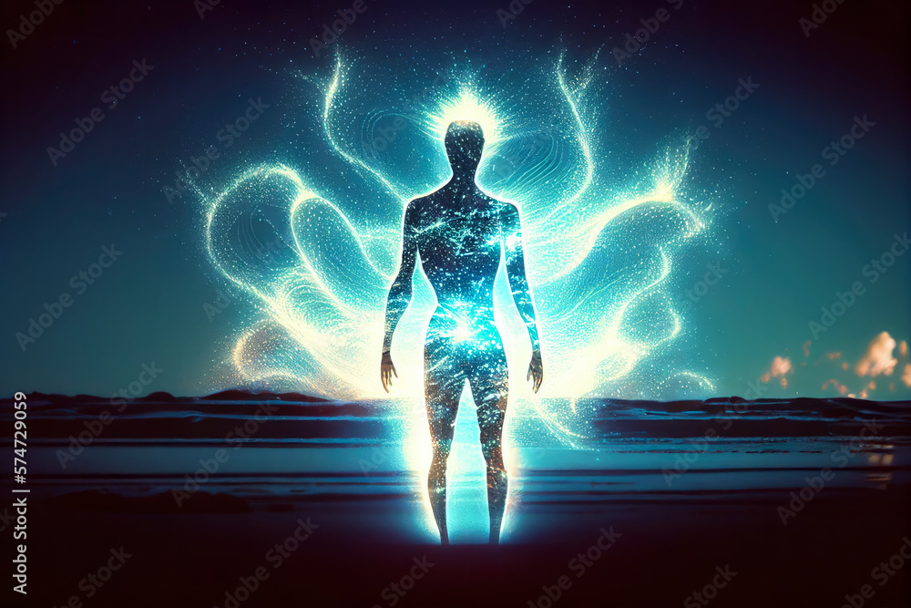 Silhouette of human astral human body concept image for near death ...