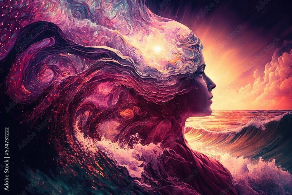 Psychic Waves, Woman Head in water, Head, Ocean, Art, Surreal ...