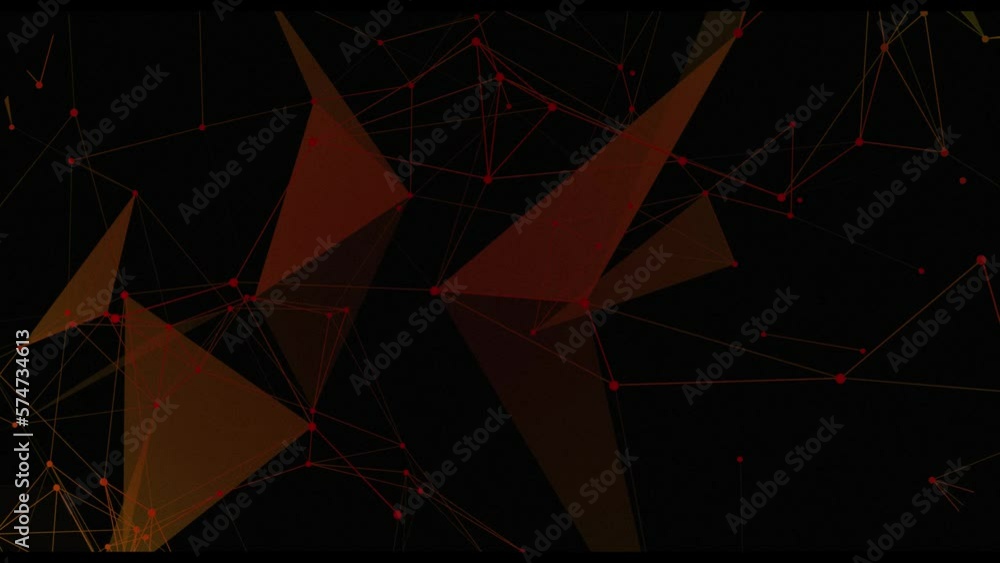 Futuristic plexus animation with glowing triangles in slow motion, loop 4K. abstract background ...